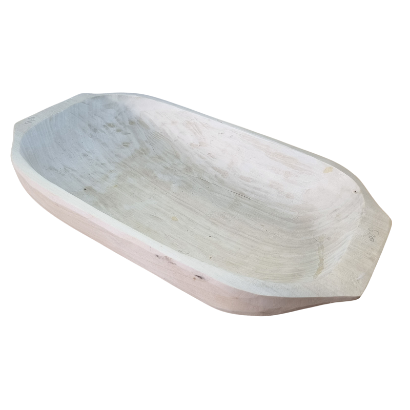 vájt fateknő Kézi faragású hosszúkás kis fateknő 45 × 23 cm - Erdélyi Bazár